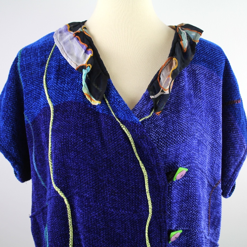Anne & Bill Howson Art To Wear Royal Blue Chenille Sw… - Gem